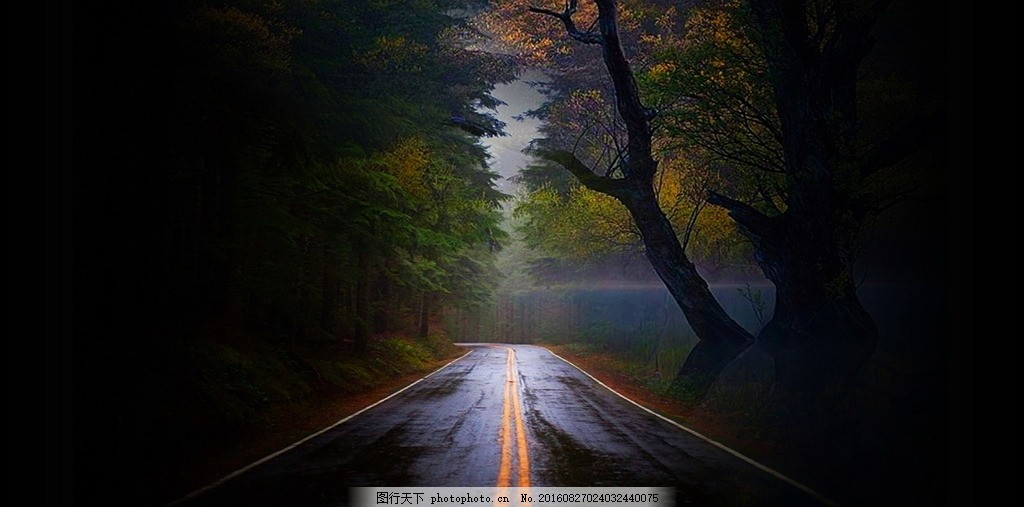 黑暗道路图片_其他_自然风景-图行天下素材网